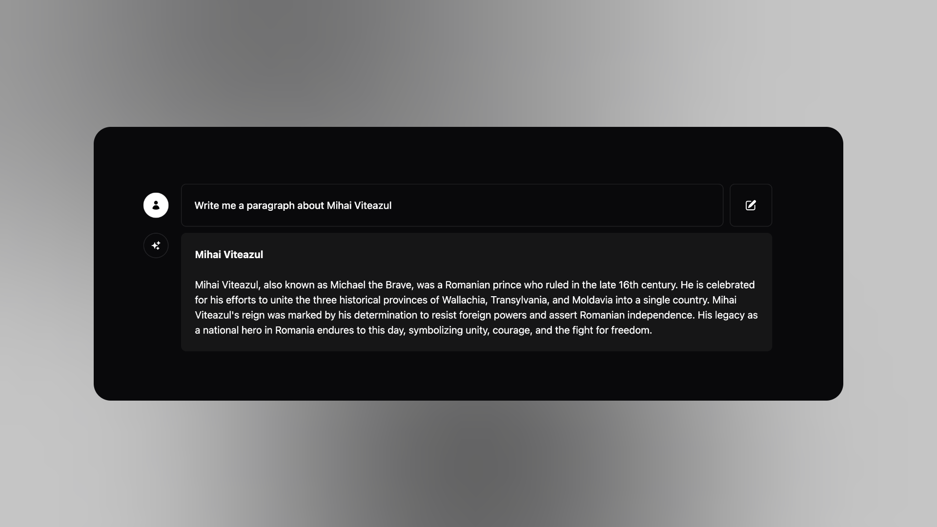 Horizon AI Boilerplate Message Box Component for Dark Mode - Shadcn UI Components